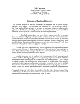 College Teaching Philosophy Statement Examples