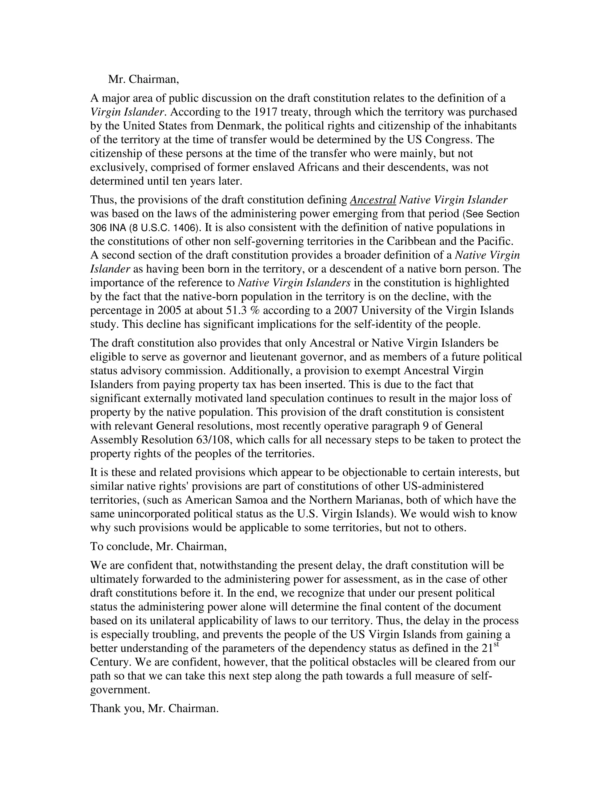 Statement of Fifth Constitutional Convention President Luz James II ...