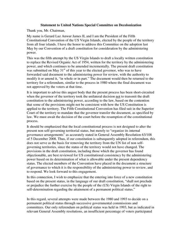 Statement of Fifth Constitutional Convention President Luz James II ...