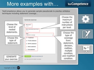 Statement Testing and Statement Coverage. ISTQB whitebox techniques ...