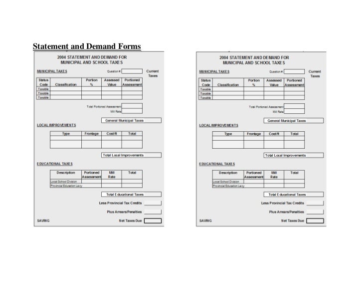 Statement and demand forms