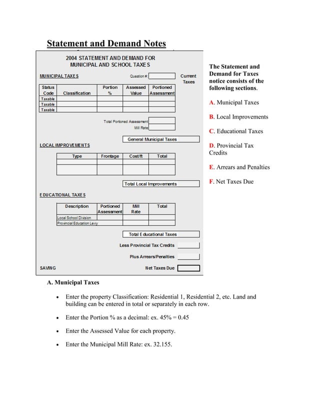 Statement and demand notes | PDF