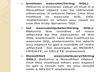 Statement and result object jdbc | PPT