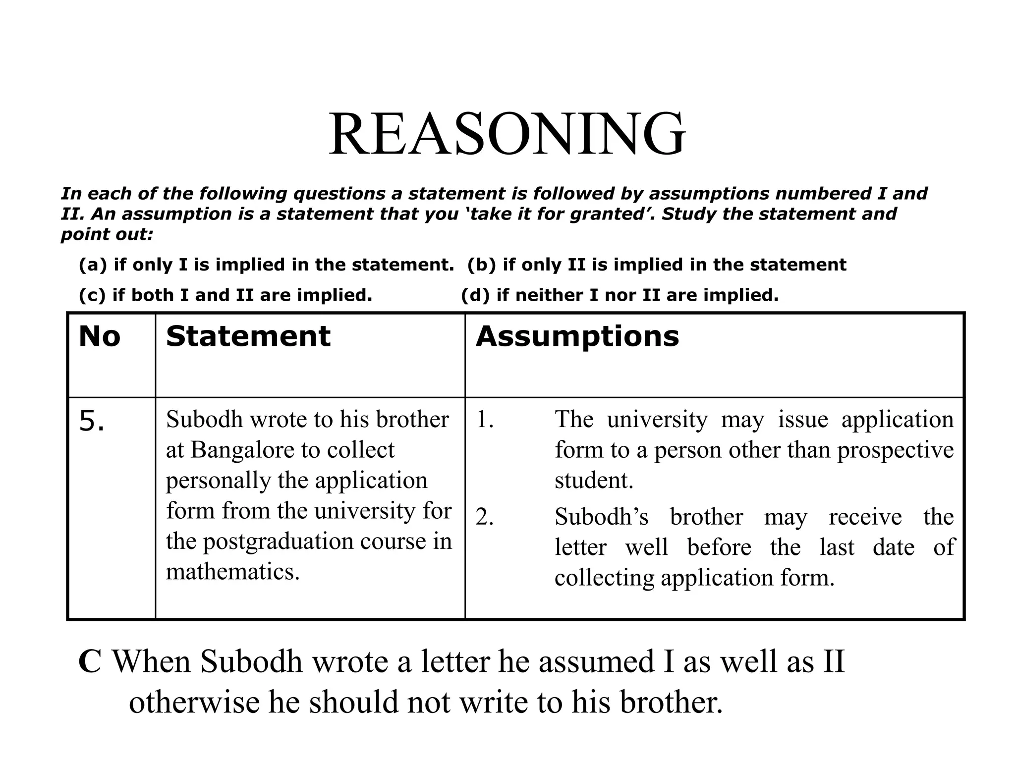 Statement & assumptions | PPTX