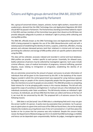 Statement in dna bill | PDF
