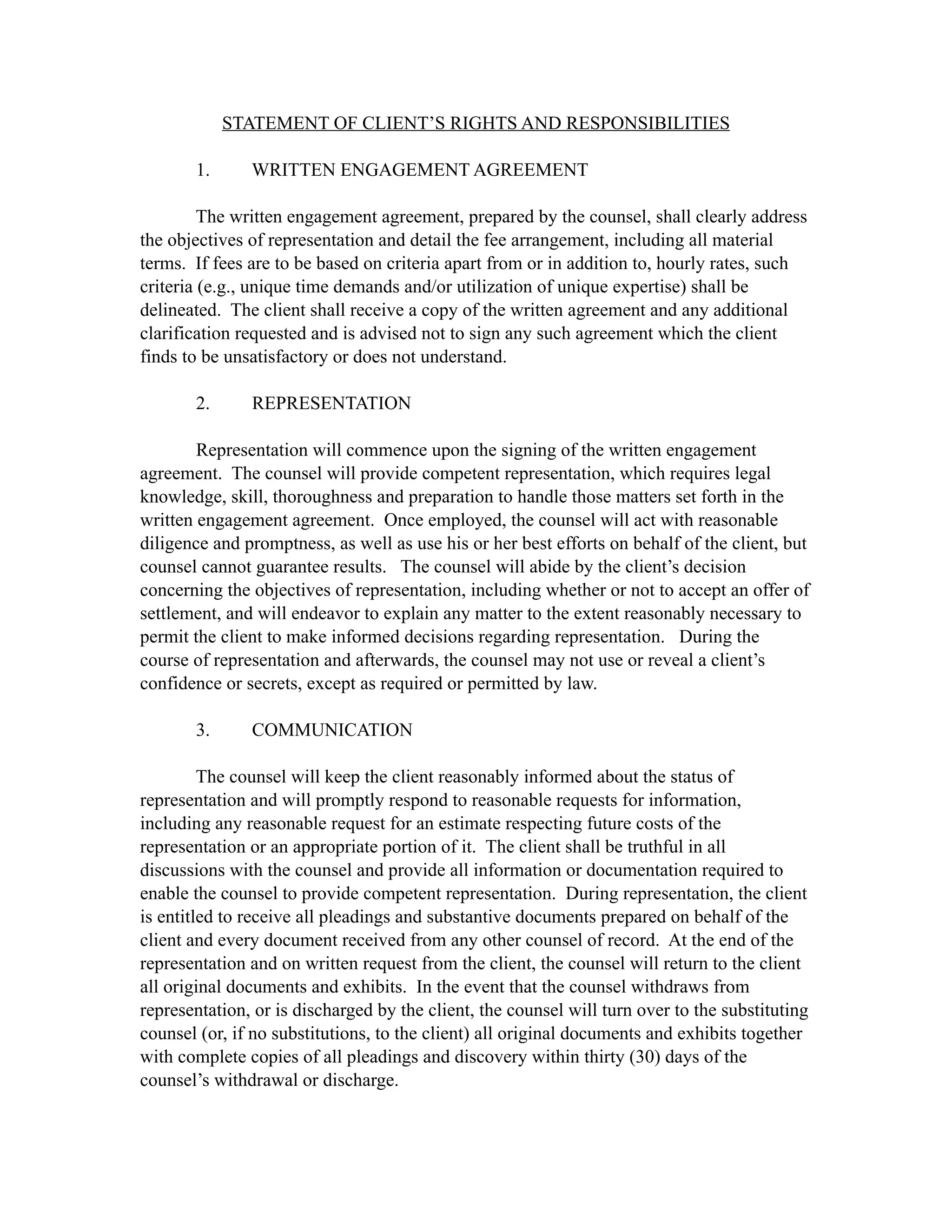 Statement of client rights(1) | PAGES