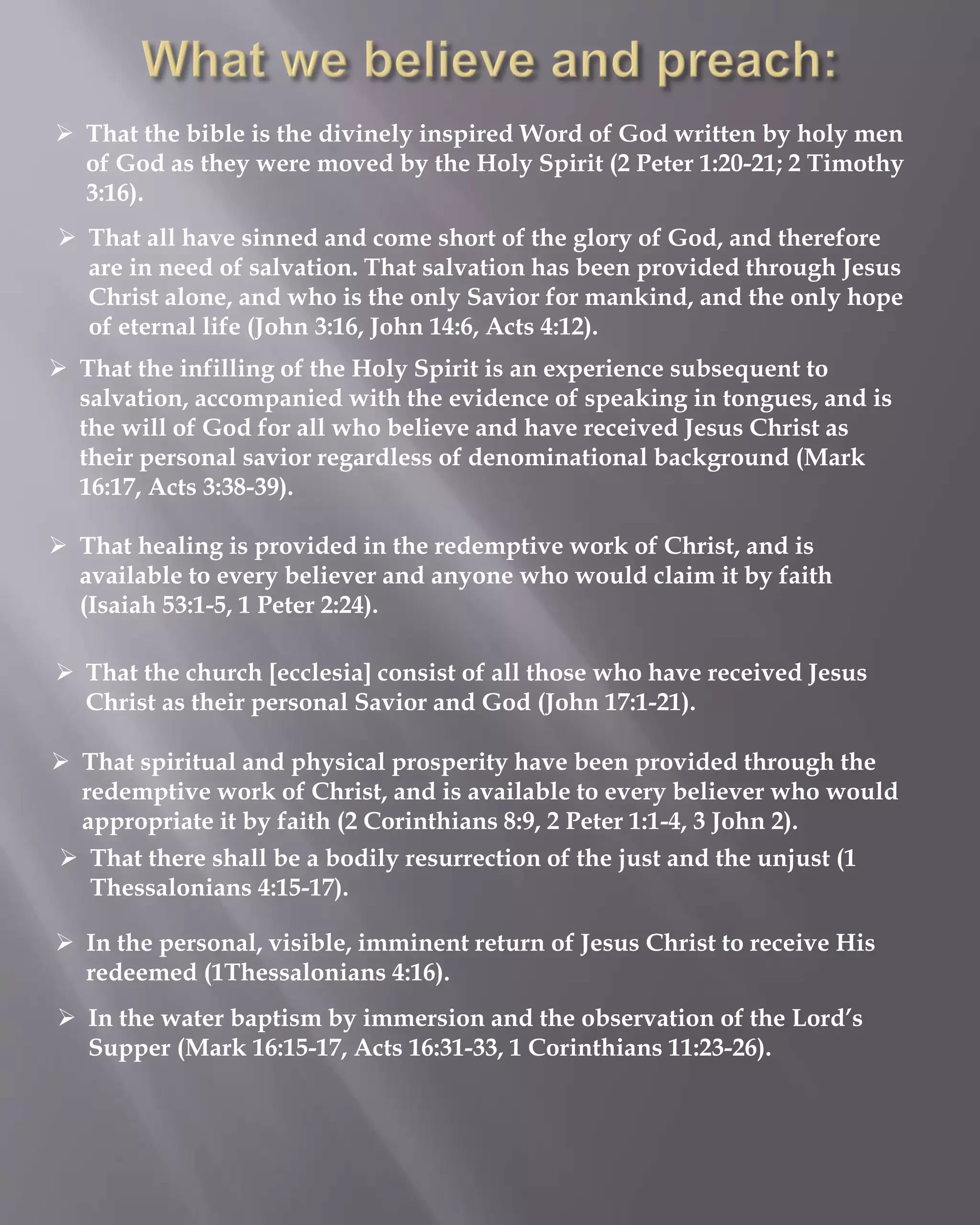 Statement of faith | PDF