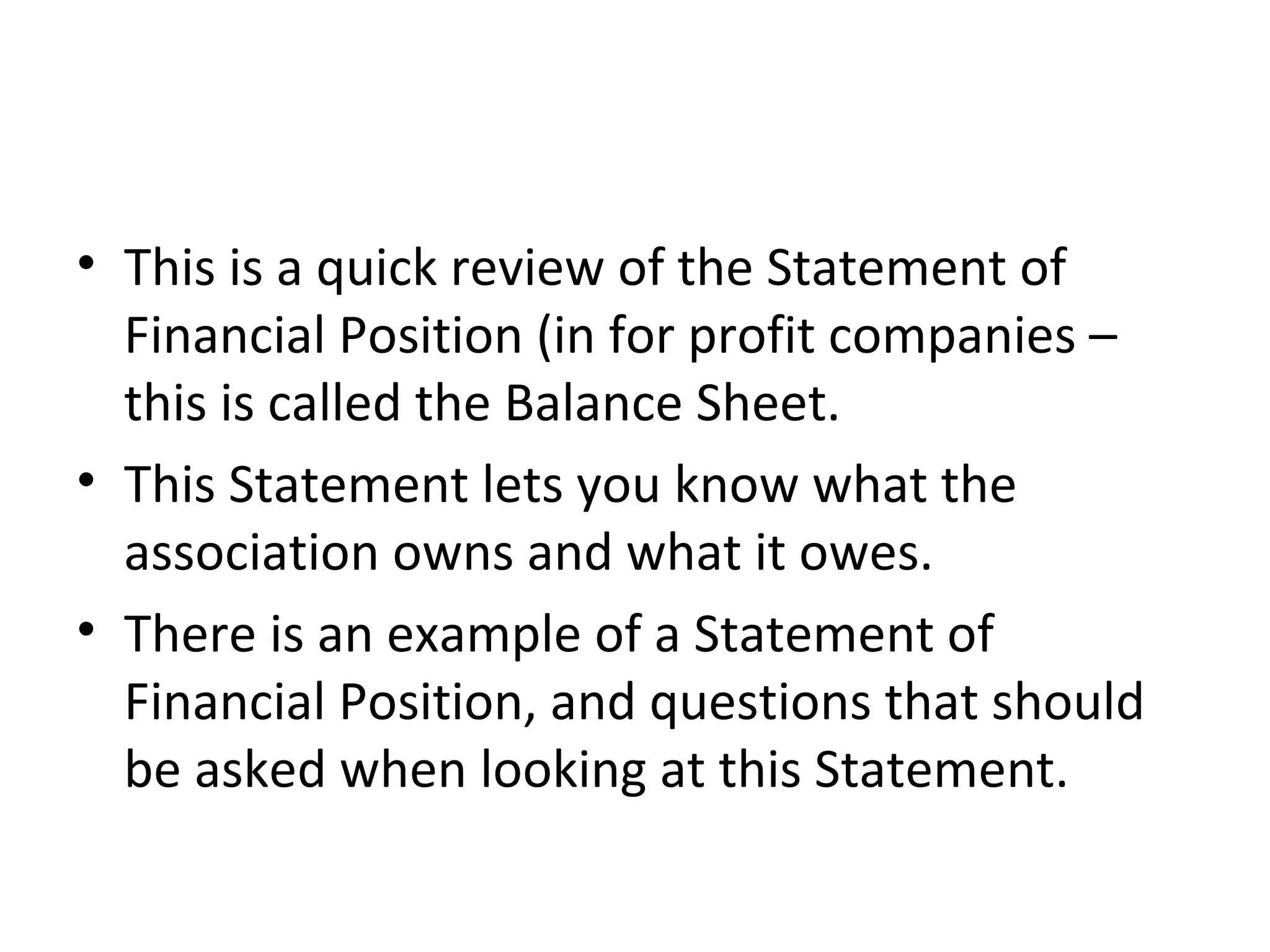 Statement of Financial Position | PPT