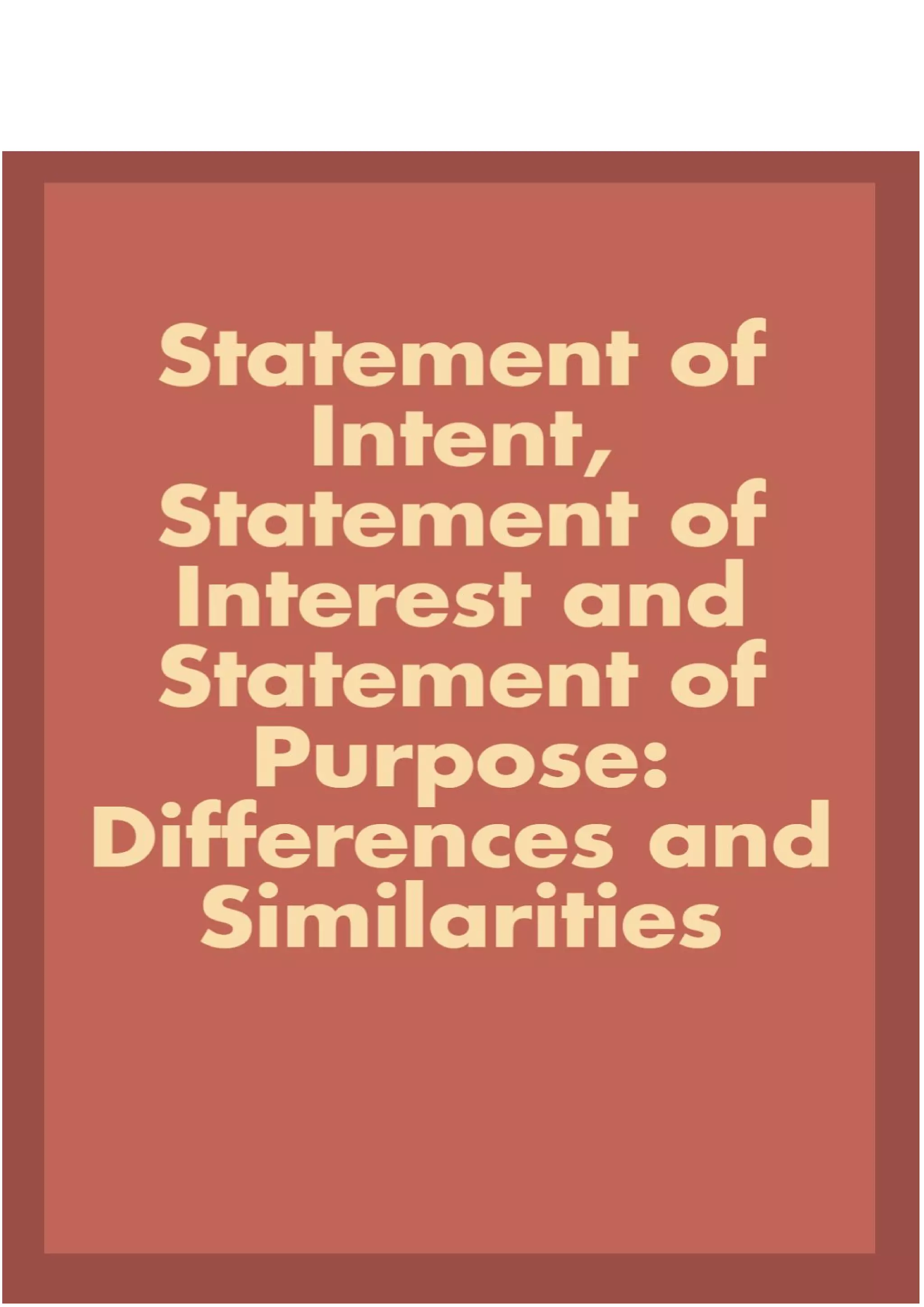Statement of Intent, Statement of Interest and Statement of Purpose ...