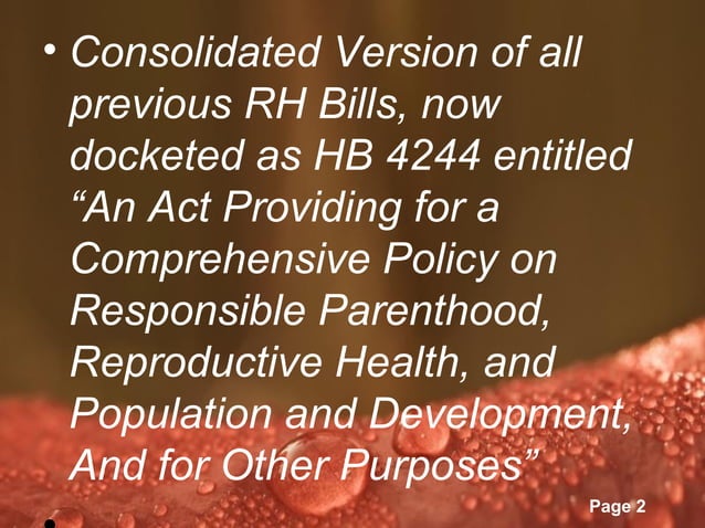 Intercessors for the Philippines - RH Bill Position Paper | PPT