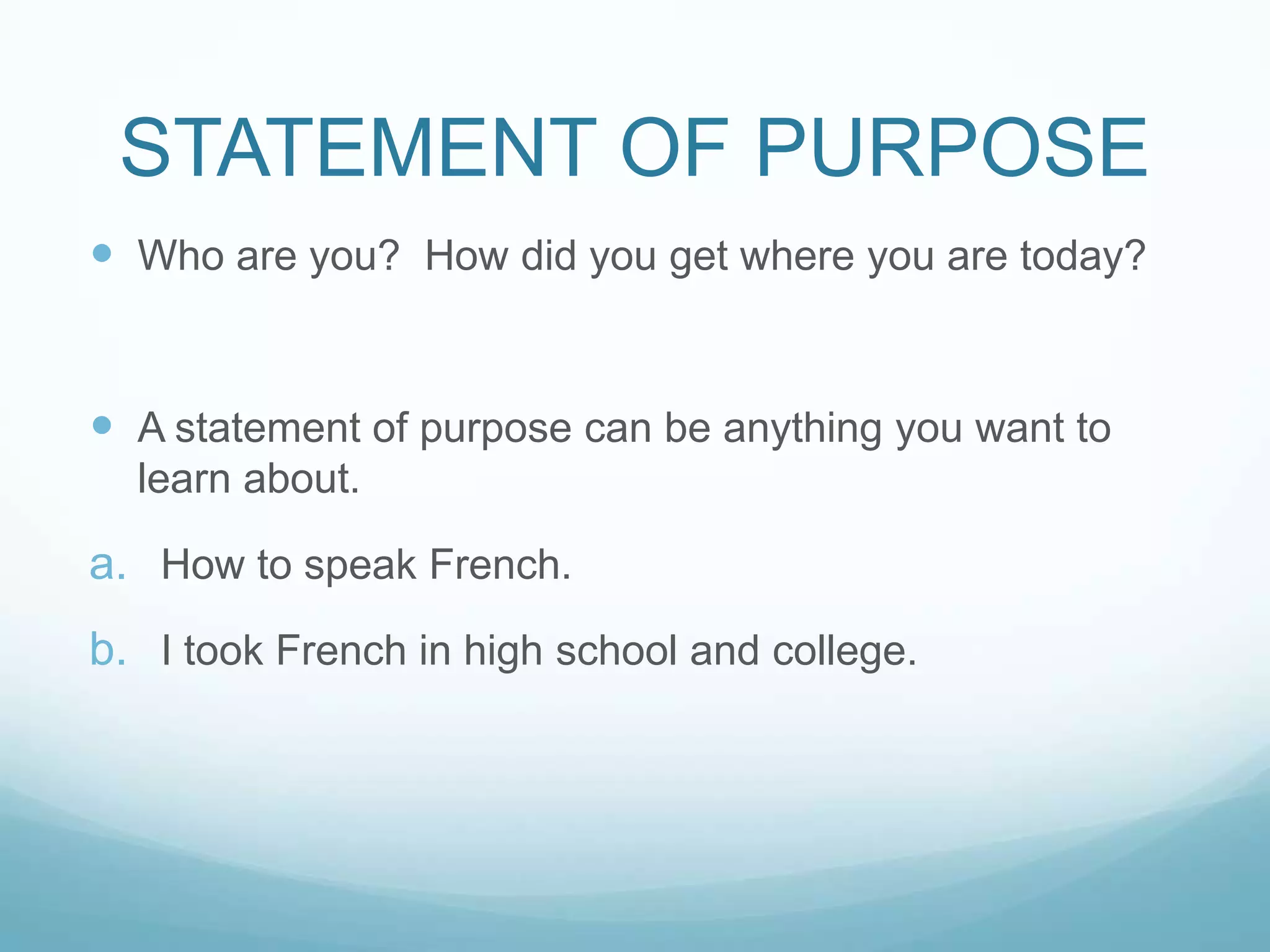 Statement of purpose | PPTX