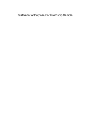 Statement of Purpose For Internship Sample | PDF