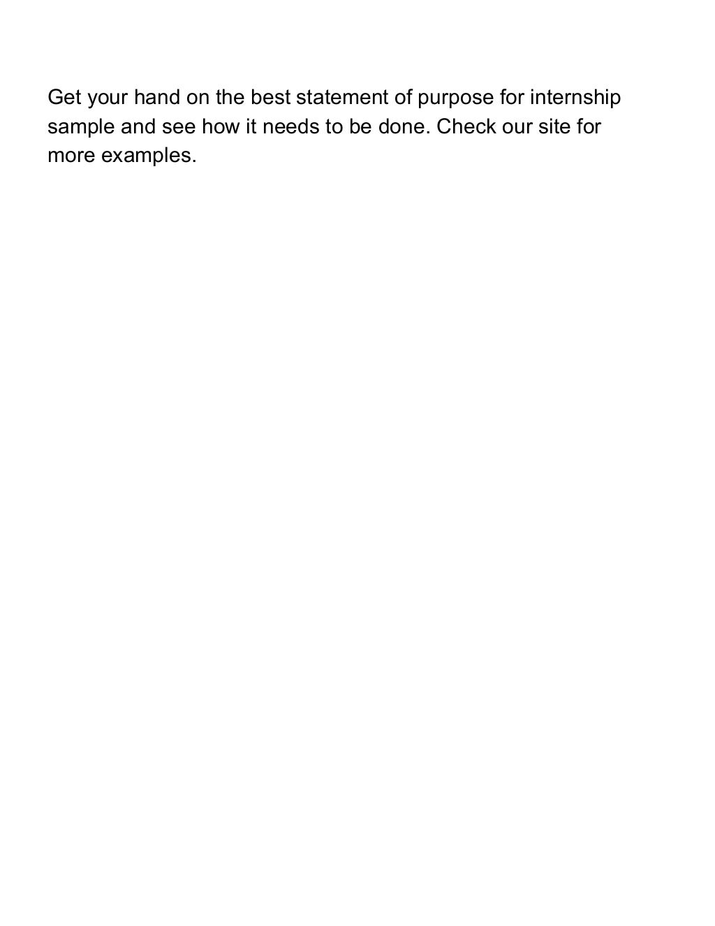 Statement Of Purpose For Internship Sample Statement Of Purpose For Internship Sample
