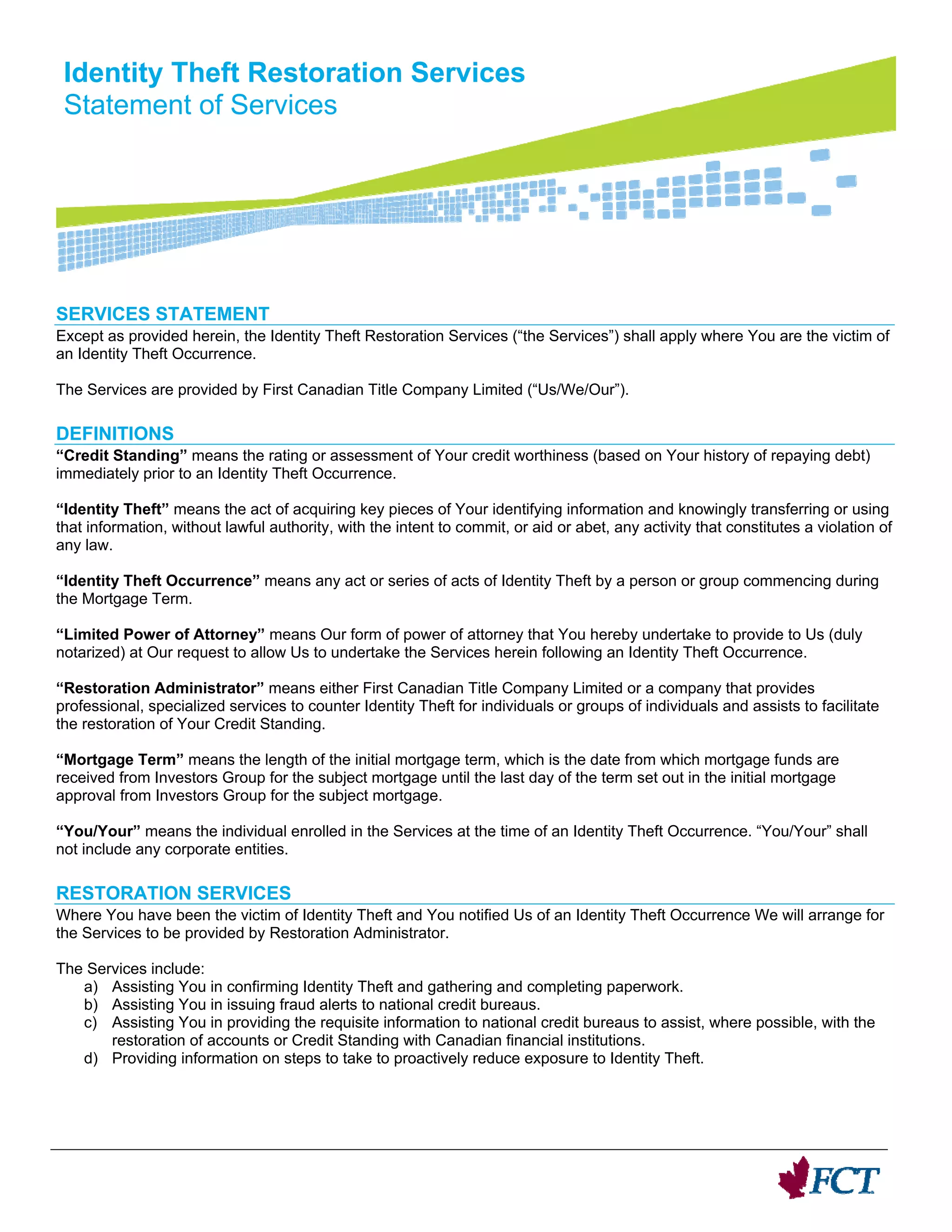 Statement of services (ig) en | PDF