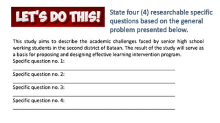 WRITING STATEMENT OF THE PROBLEM IN QUALITATIVE RESEARCH | PPTX