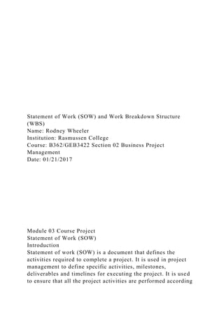 Statement of Work (SOW) and Work Breakdown Str.docx