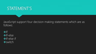 STATEMENT’S AND LOOP’S | PPT