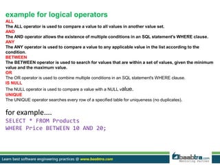 Statements,joins and operators in sql by thanveer danish melayi(1 ...