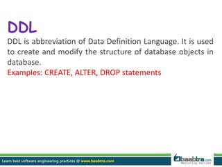 Statements,joins and operators in sql by thanveer danish melayi(1) | PPT
