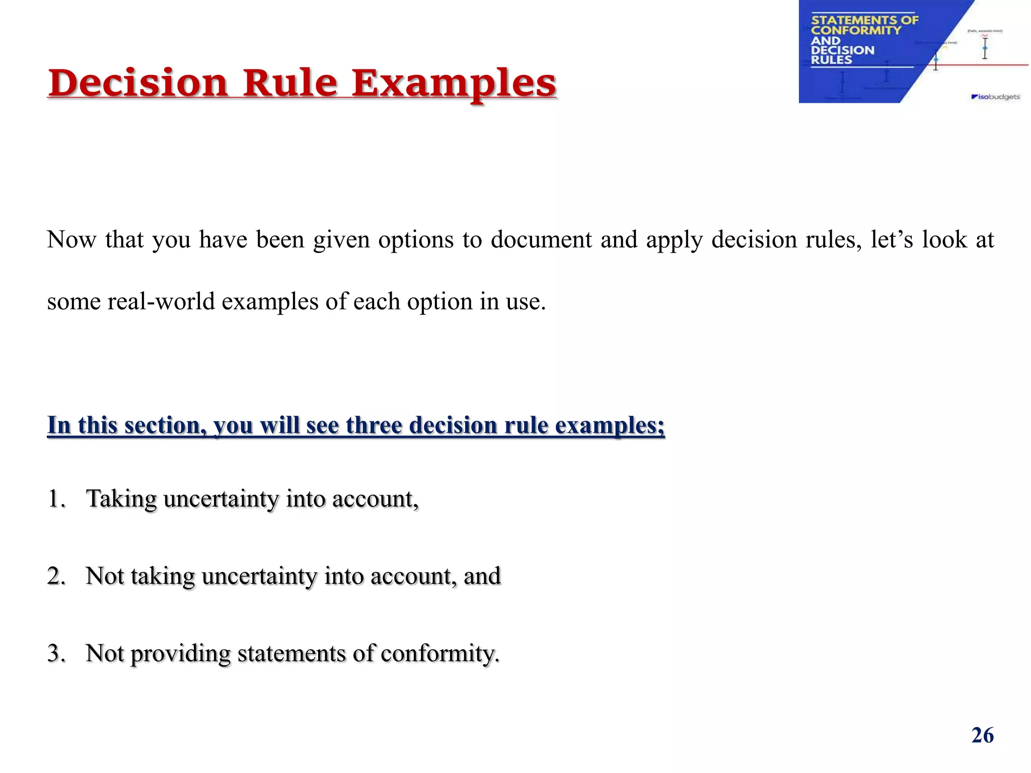 Statements of conformity and decision rules | PPTX