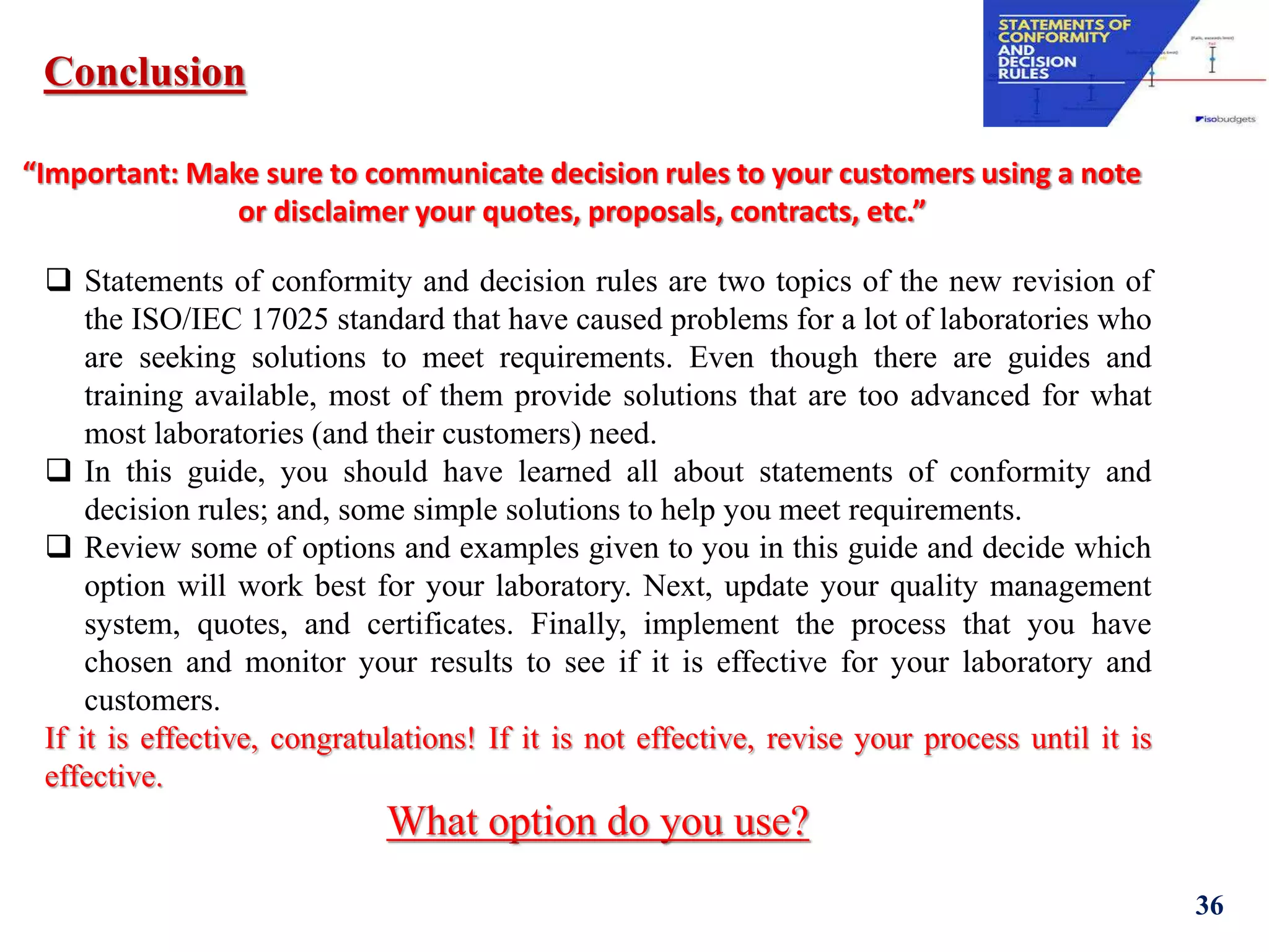 Statements of conformity and decision rules | PPTX