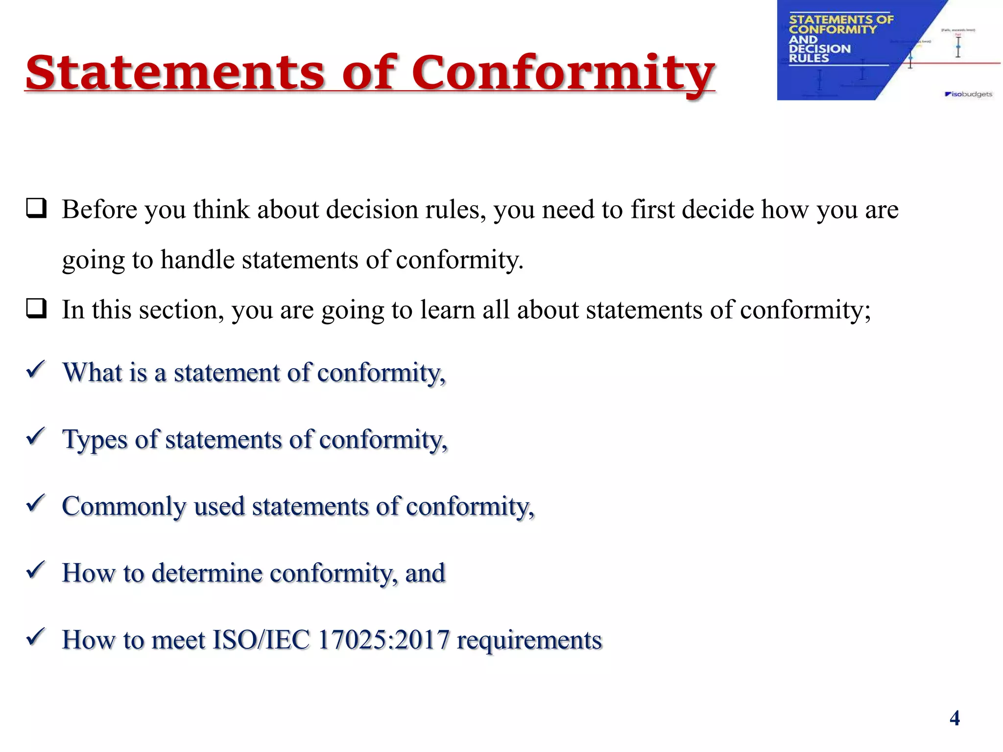 Statements of conformity and decision rules | PPTX