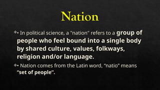 Philippine Politics and Governance LESSON: STATE AND NATION | PPTX