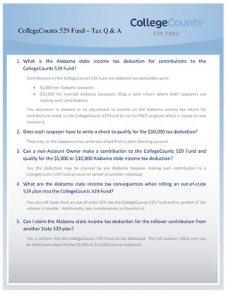 State of Alabama College Counts 529 Tax Q&A | PDF