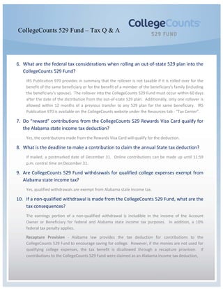 State of Alabama College Counts 529 Tax Q&A | PDF