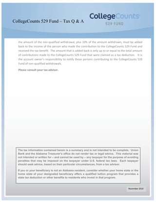 State of Alabama College Counts 529 Tax Q&A | PDF
