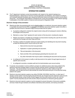 State of Nevada gaming control board minimal internal control standards ...