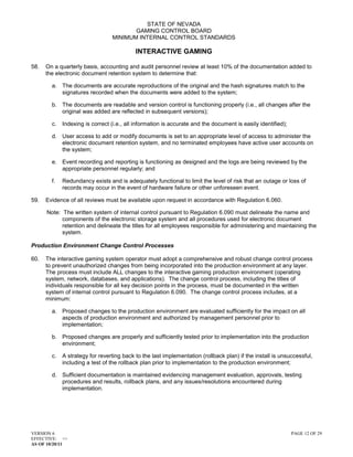 State of Nevada gaming control board minimal internal control standards ...