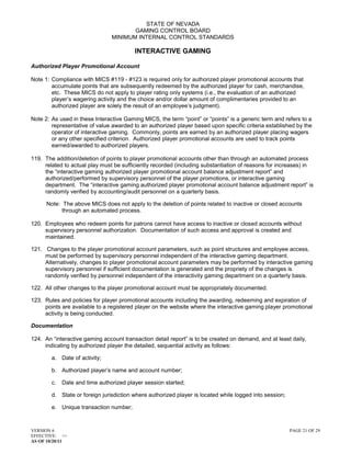 State of Nevada gaming control board minimal internal control standards ...