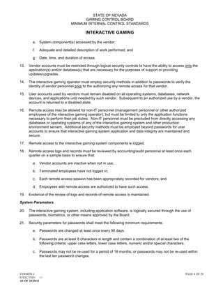 State of Nevada gaming control board minimal internal control standards ...