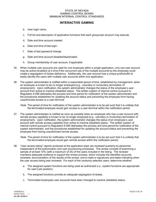 State of Nevada gaming control board minimal internal control standards ...