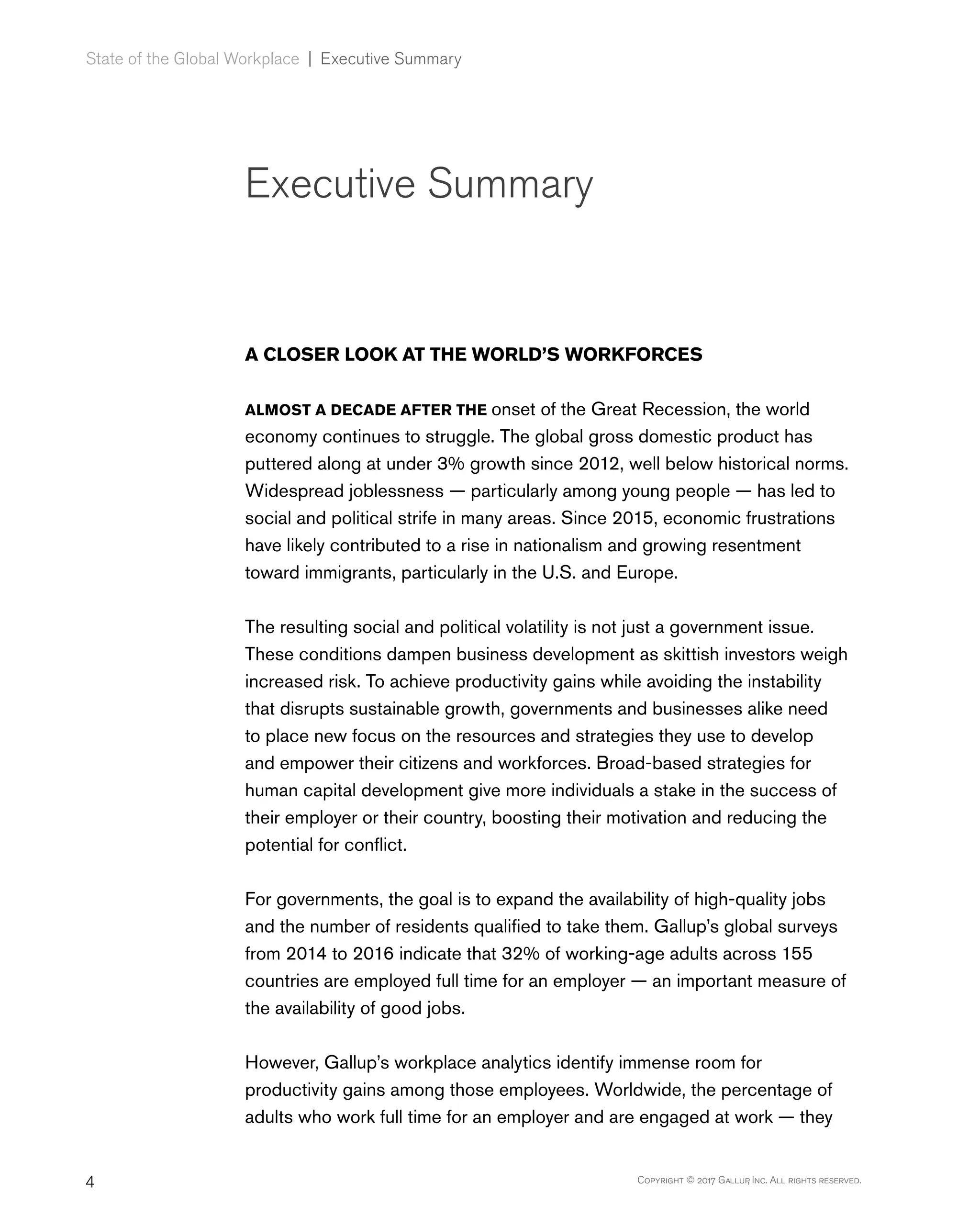 State of the Global Workplace - Gallup Report (2017) | PDF