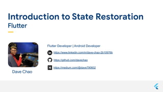 Introduction to State Restoration in Flutter | PDF