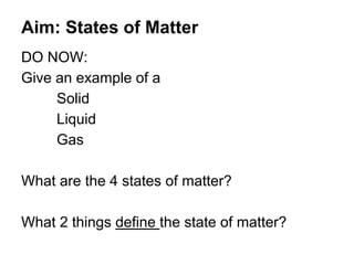 States of Matter - Solid, Liquid, and Gas | PPTX