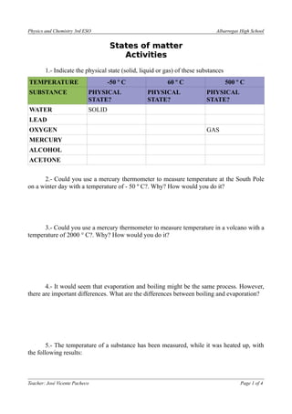 States of matter activities | PDF