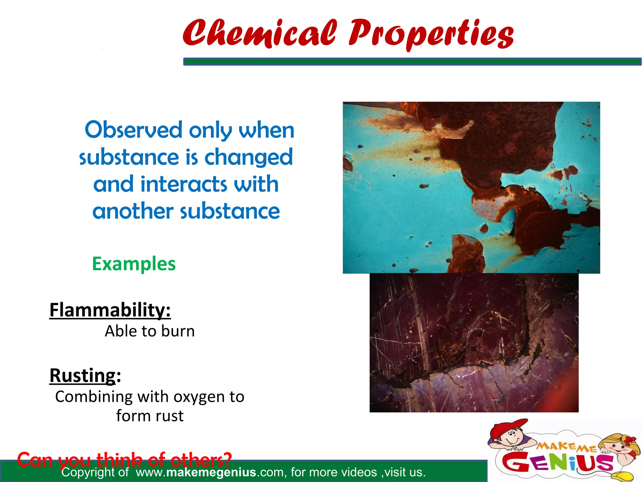 Chemical Properties Examples For Kids