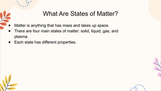 STATES OF MATTER PRESENTATION - 6th grade.pptx | Chemistry | Science