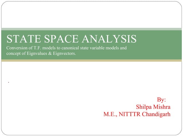 State space analysis, eign values and eign vectors | PPT