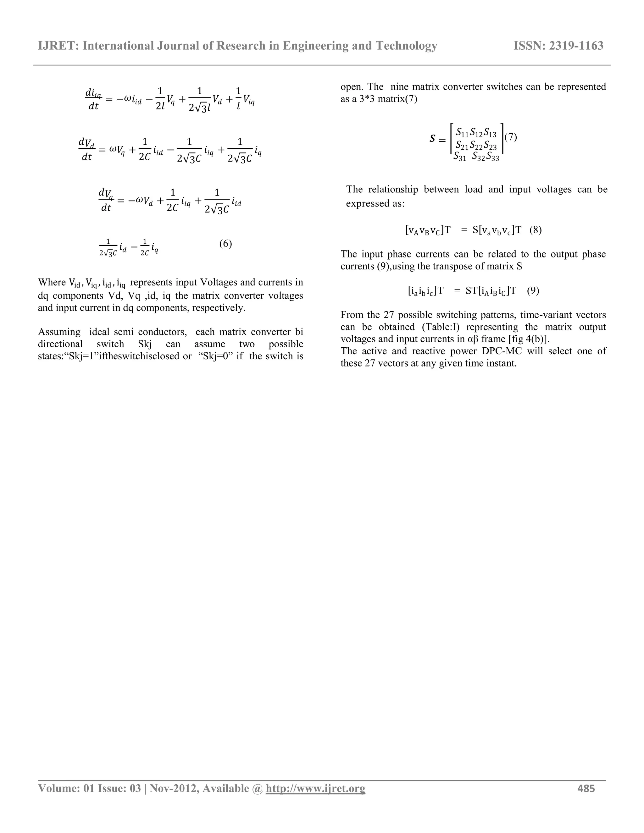 State space vector based advanced direct power control of matrix ...