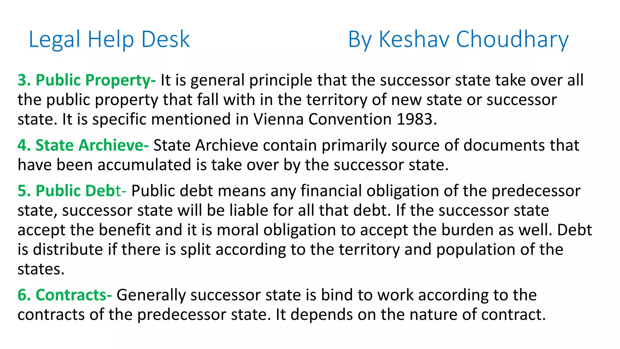 State succession,Kinds, Theories & consequences of state succession. | PPTX
