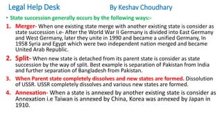 State succession,Kinds, Theories & consequences of state succession. | PPTX