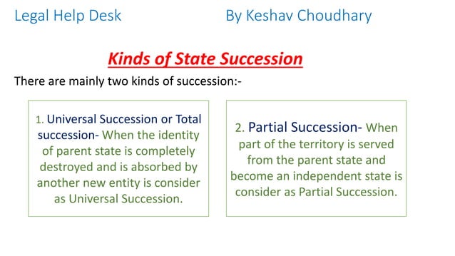 State succession,Kinds, Theories & consequences of state succession ...
