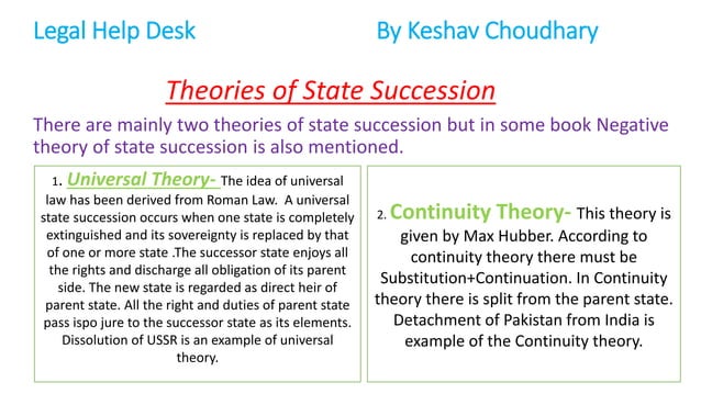 State succession,Kinds, Theories & consequences of state succession ...