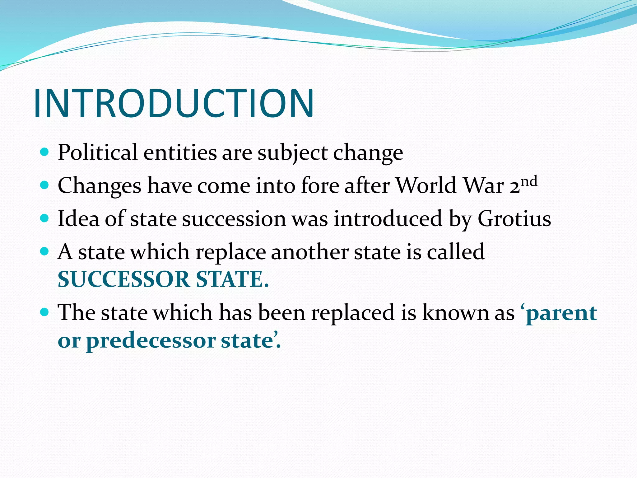 State Succession (Public International law) | PPTX