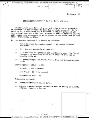 State supported terrorism by Iran, Syria and Libya - CIA DOC - 1985 | PDF