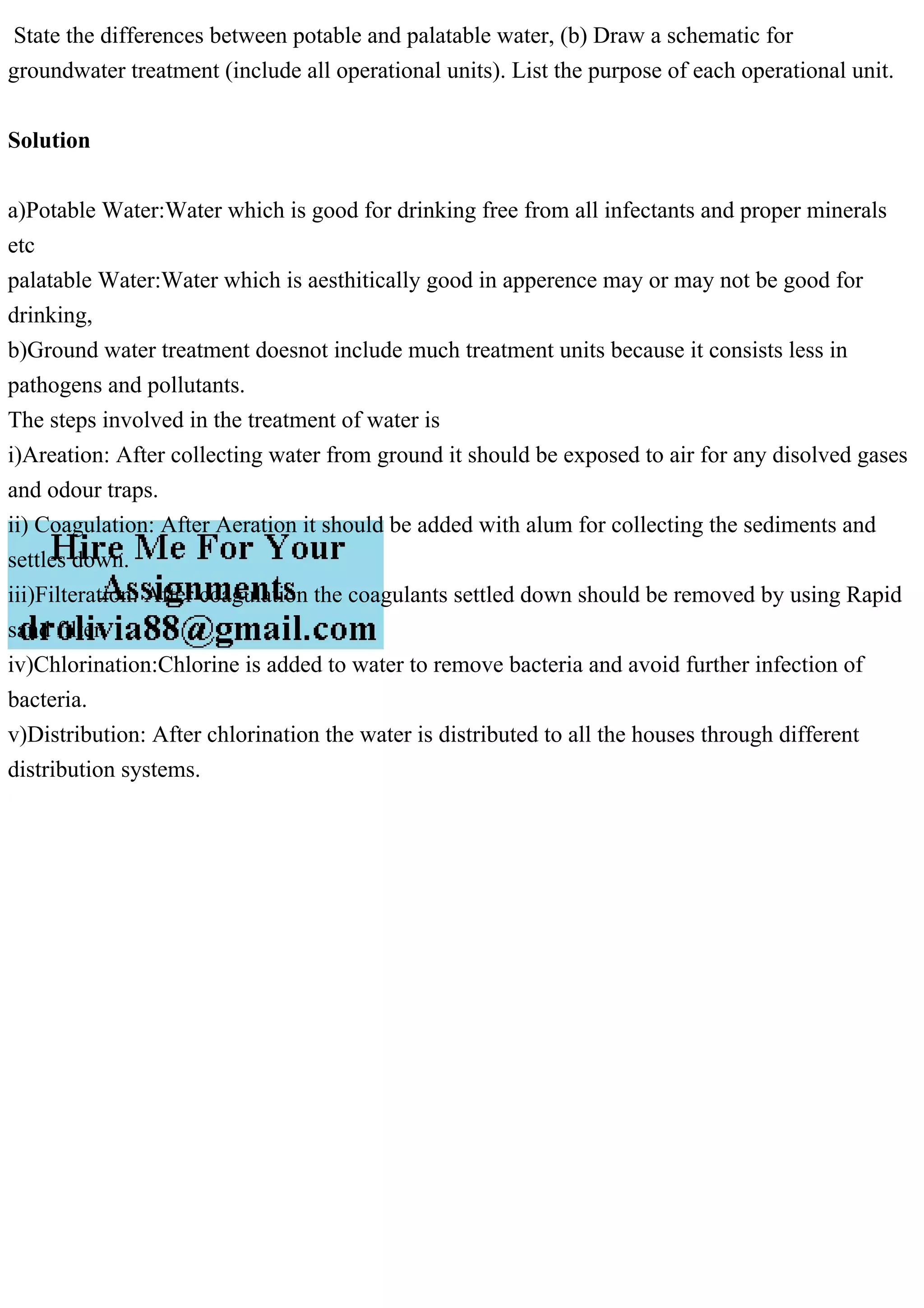 State the differences between potable and palatable water, (b) Draw a.pdf